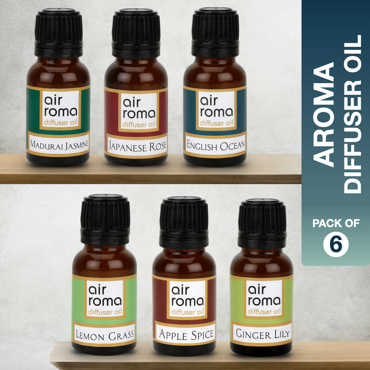 Pack of 06 Diffuser Oil (10ml each) – Air Roma Home and Car Perfumes